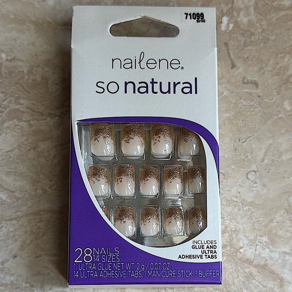Nailene | Makeup | Nailene So Natural 28 Pc Nail Kit Gold Glitter ...